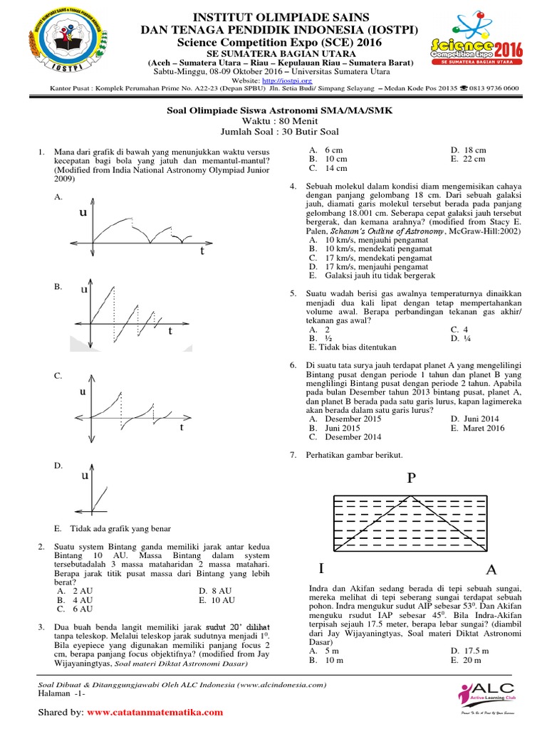 Soal Dan Kunci Olimpiade Astronomi Siswa SMA SCE 2016 | PDF