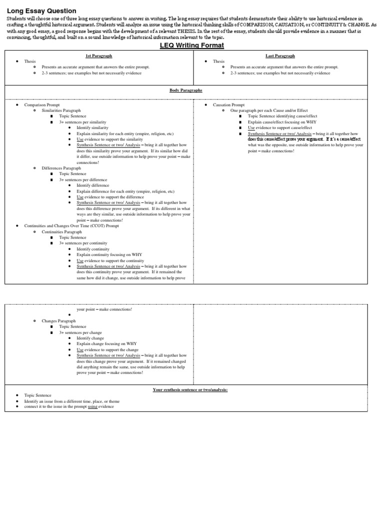 Leq Essay Layout | PDF | Essays | Psychological Concepts