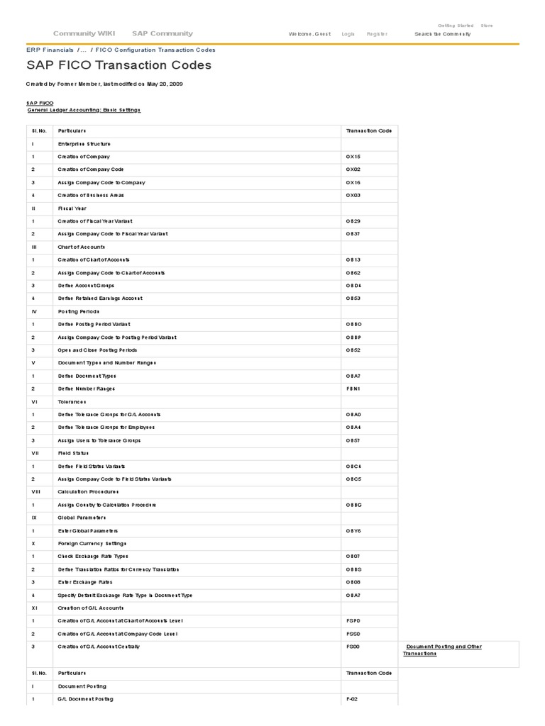 SAP FICO Transaction Codes - ERP Financials | Download Free PDF | Invoice | Payments