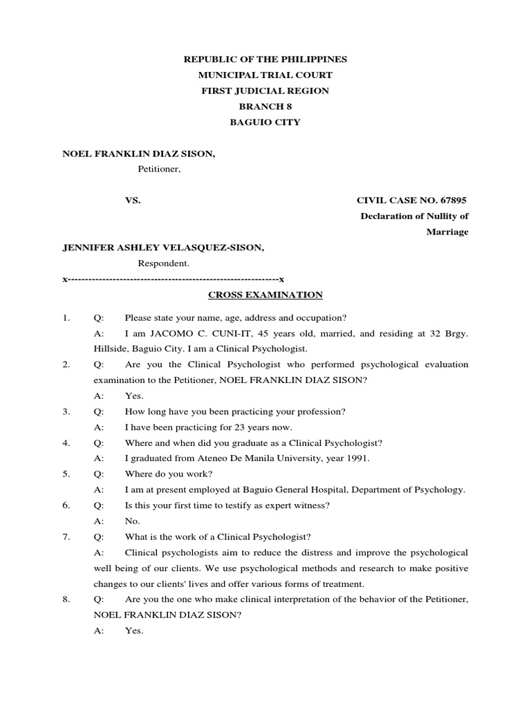 Cross Examination | PDF | Clinical Psychology | Antisocial Personality ...