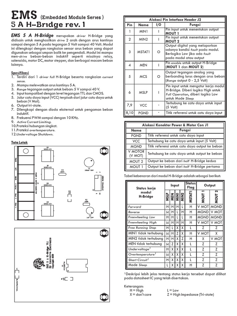 Quick Start 5A H-Bridge Rev 1 EMS 5a | PDF