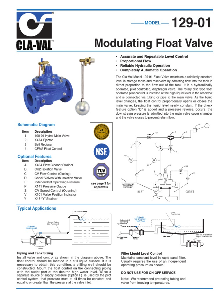 Modulating Float Valve: Model | PDF | Valve | Pipe (Fluid Conveyance)