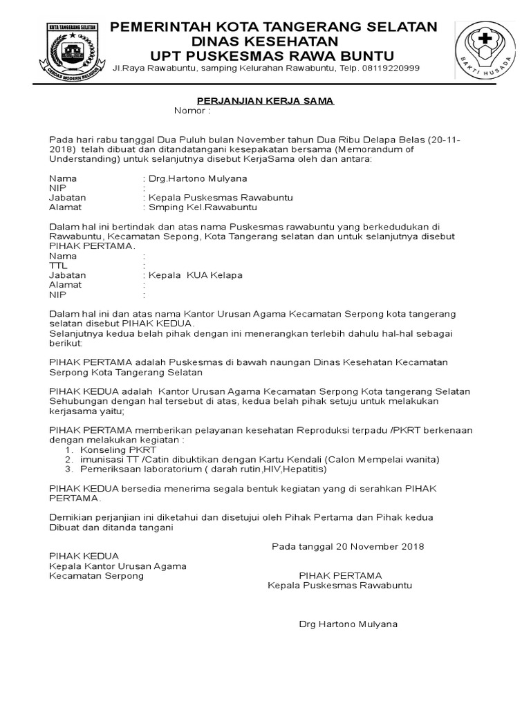 Perjanjian Kerjasama Mou Kua | PDF