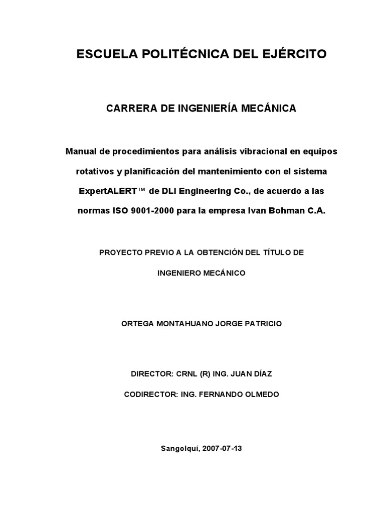 Procedimiento de Análisis de Vibraciones de Ivan Bohman C.A. | PDF ...