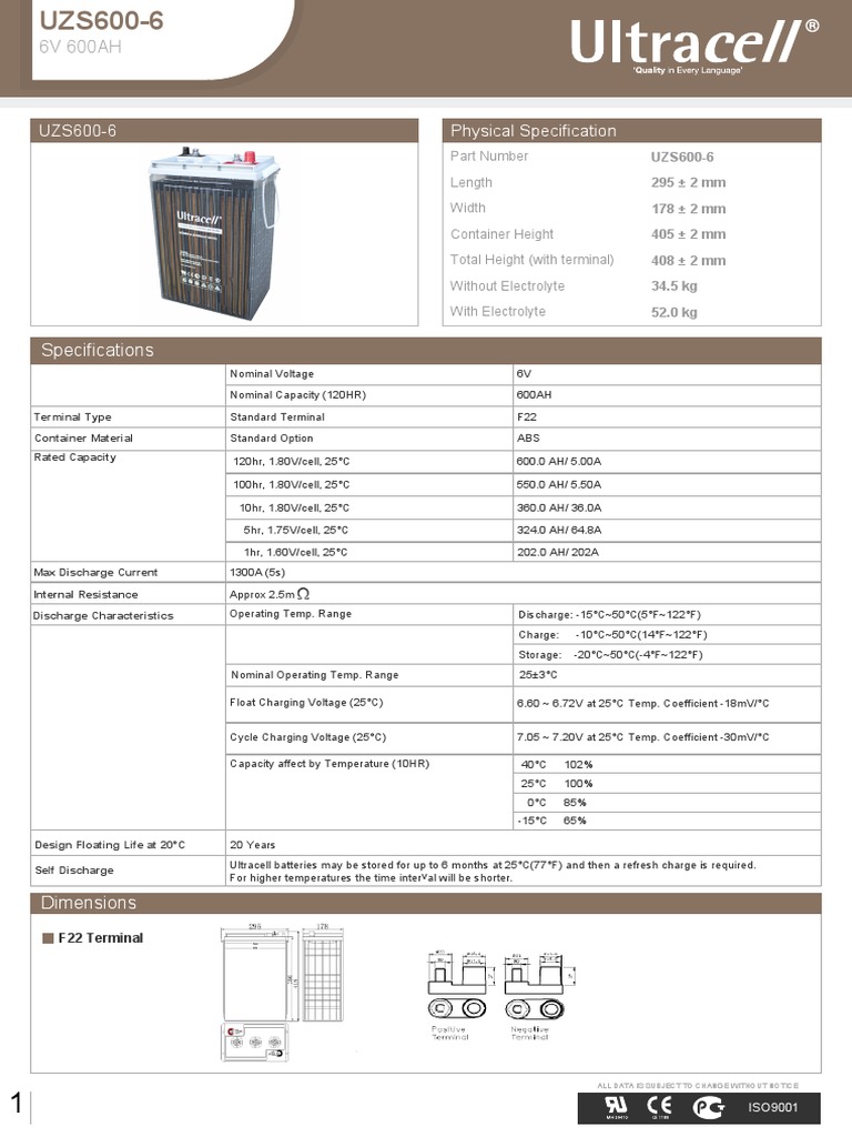 Caracteristicas Baterias Ultracell | PDF | Galvanic Cells ...