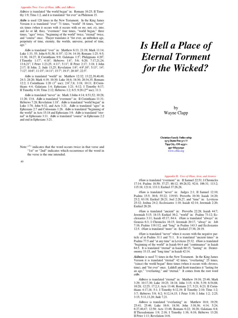 Is Hell A Place of Eternal Torment For The Wicked?: by Wayne Clapp ...