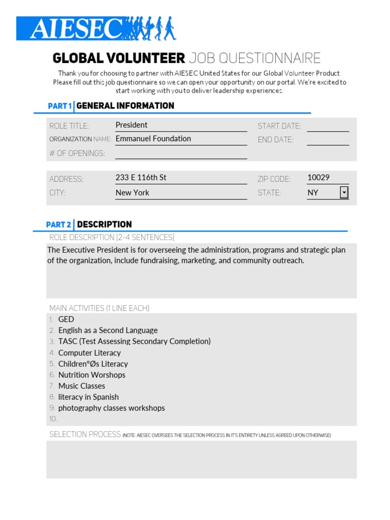 2017-18 Global Talent Job Questionnaire PDF | PDF | Sustainability ...