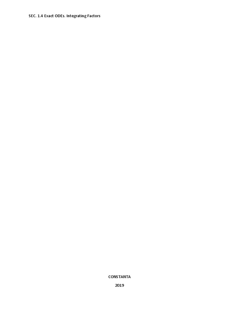 Sec. 1.4 Exact Odes. Integrating Factors | PDF