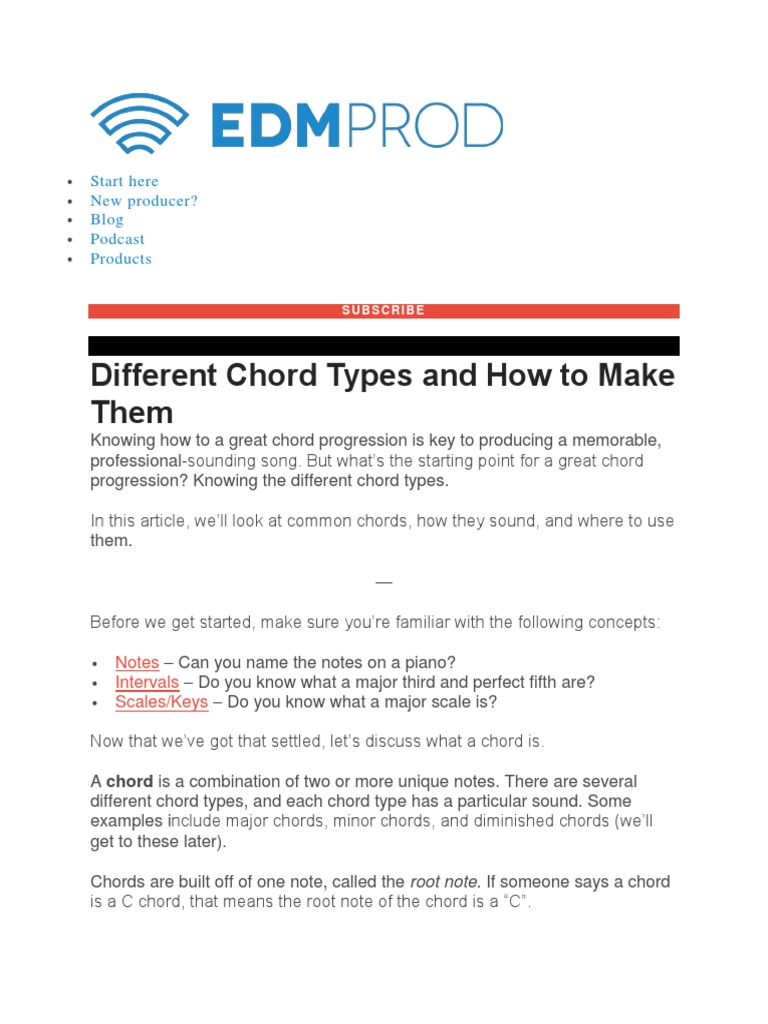 Different Chord Types and How To Make Them: Start Here New Producer ...