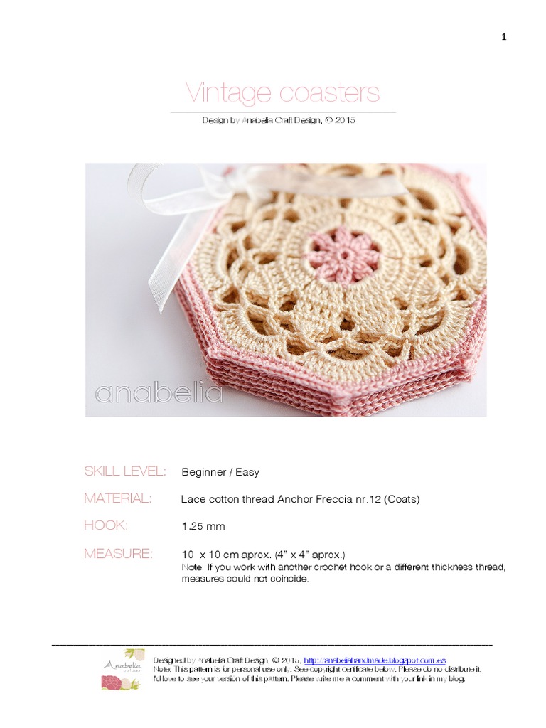 Vintage Coasters Crochet Pattern | PDF | Crochet | Textiles