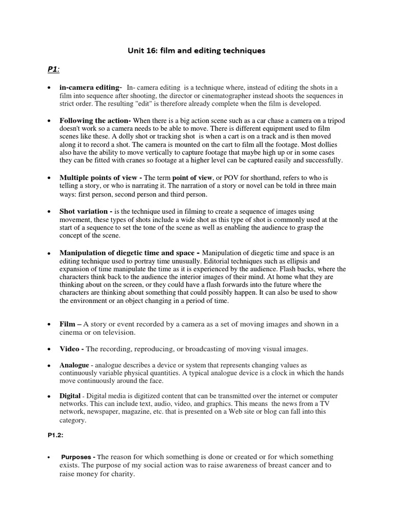 Film Editing Techniques Explained | PDF | Digital Television | H.264 ...