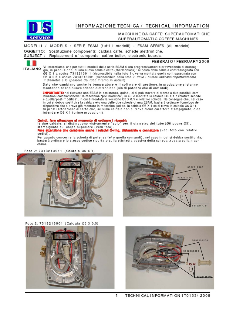 Delonghi Esam Series Technical Info | PDF