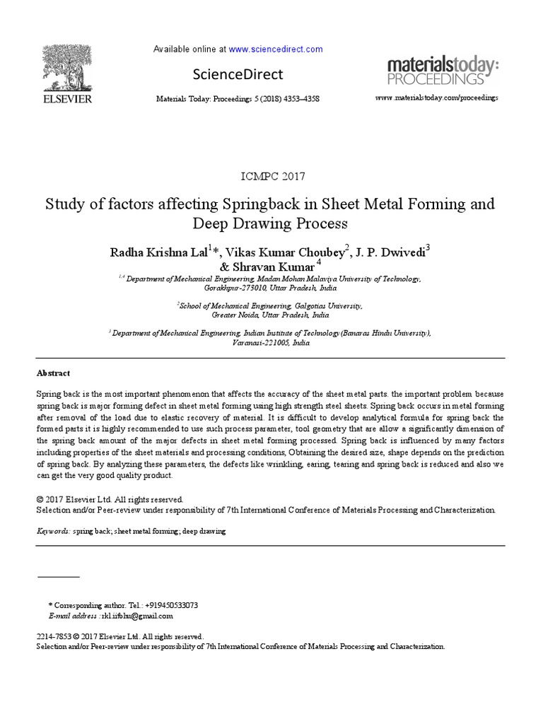 Sheet Metal Springback | PDF | Deformation (Engineering) | Sheet Metal