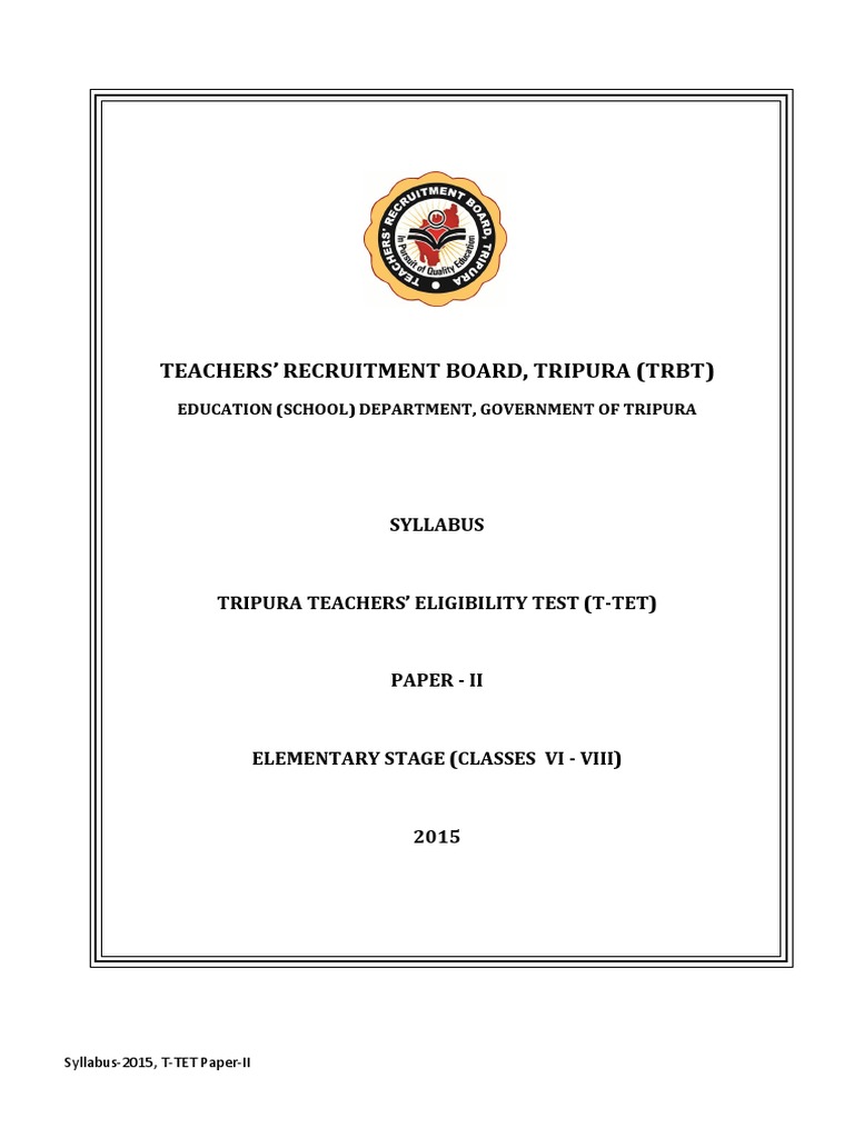 Teachers' Recruitment Board, Tripura (TRBT) : Syllabus | Download Free ...