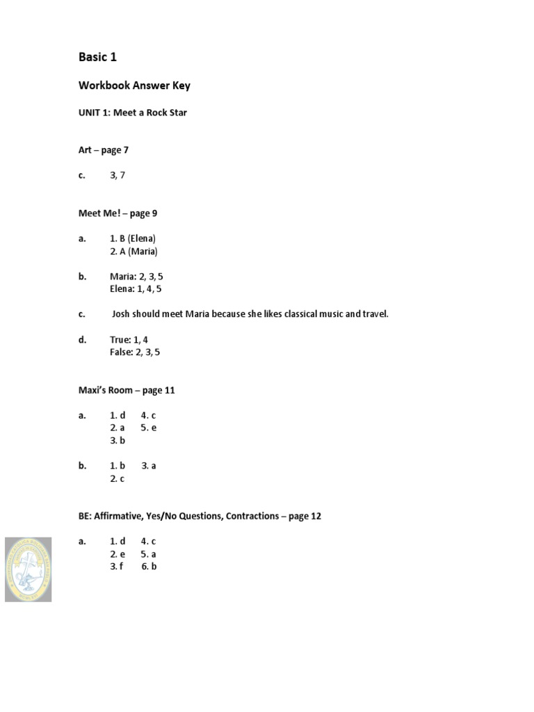 Basic 1 - Answer Keys PDF | PDF | Restaurants | Eating Behaviors Of Humans