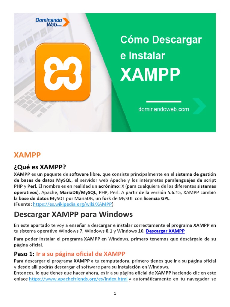Guía de Instalación de XAMPP en Windows | PDF | Windows 10 | Php