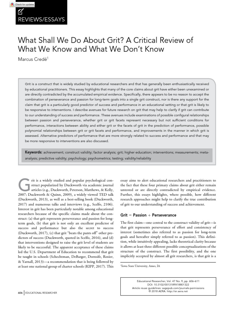 CREDE. Grit. | PDF | Grit (Personality Trait) | Validity (Statistics)