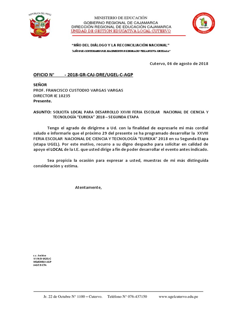 Oficio Solicitud Local | PDF