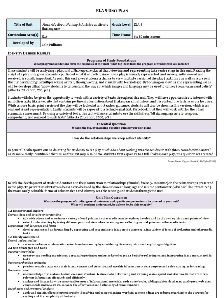 Unit Plan Assignment | PDF