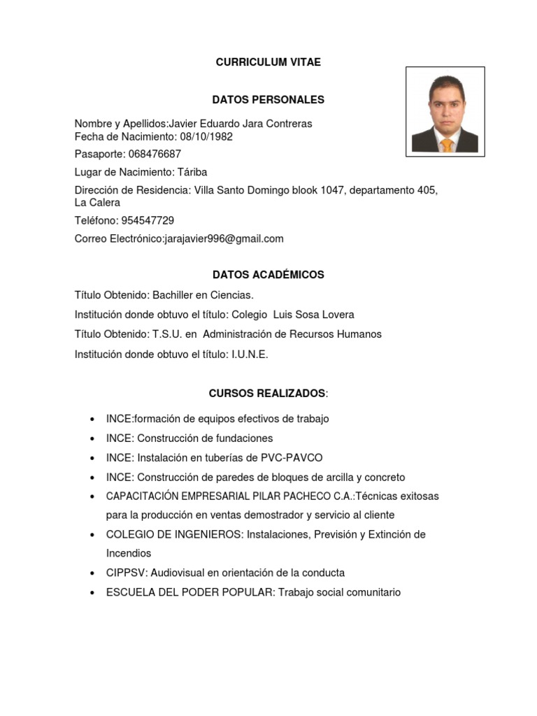 Curriculum Javier Jara | PDF