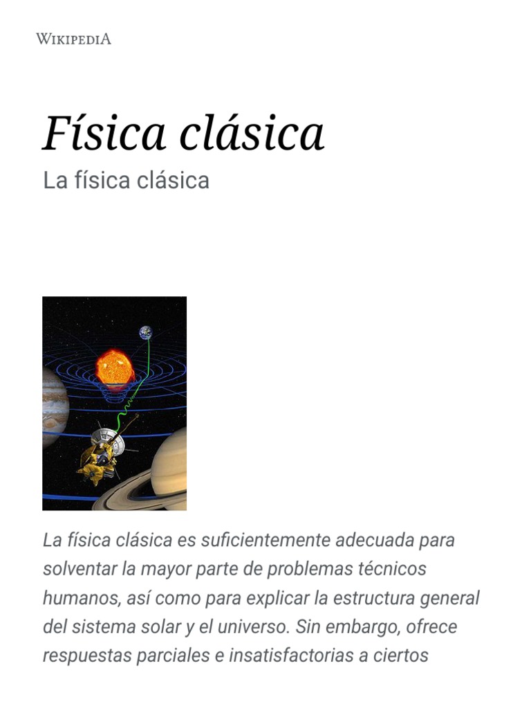 Física Clásica - Wikipedia, La Enciclopedia Libre | PDF | Mecánica cuántica | Teorías cientificas
