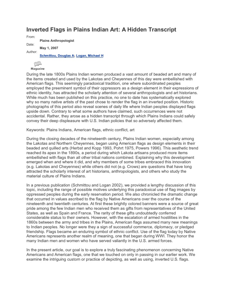 Inverted Flags in Plains Indian Art | PDF | Native Americans In The ...