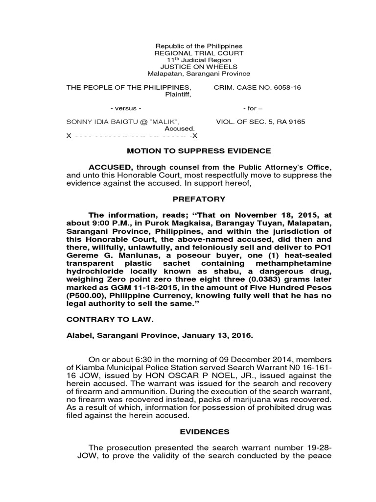 Drugs Suppress Evidence | PDF | Search And Seizure | Search Warrant
