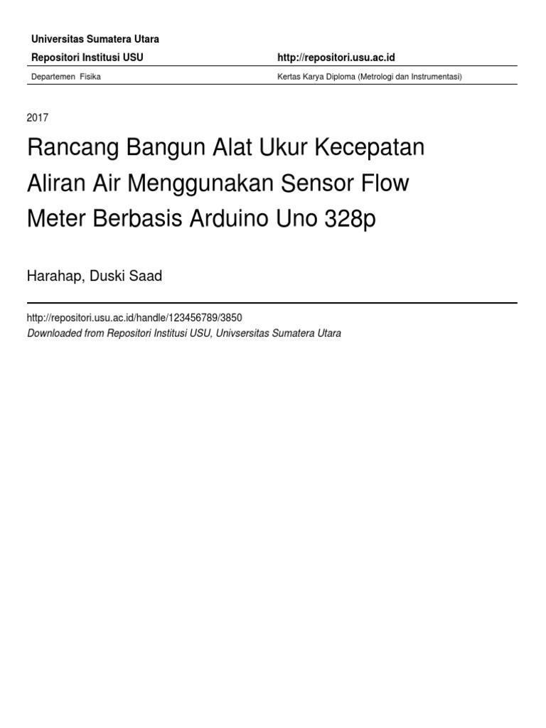 Rancang Bangun Alat Ukur Kecepatan Aliran Air Menggunakan Sensor Flow ...
