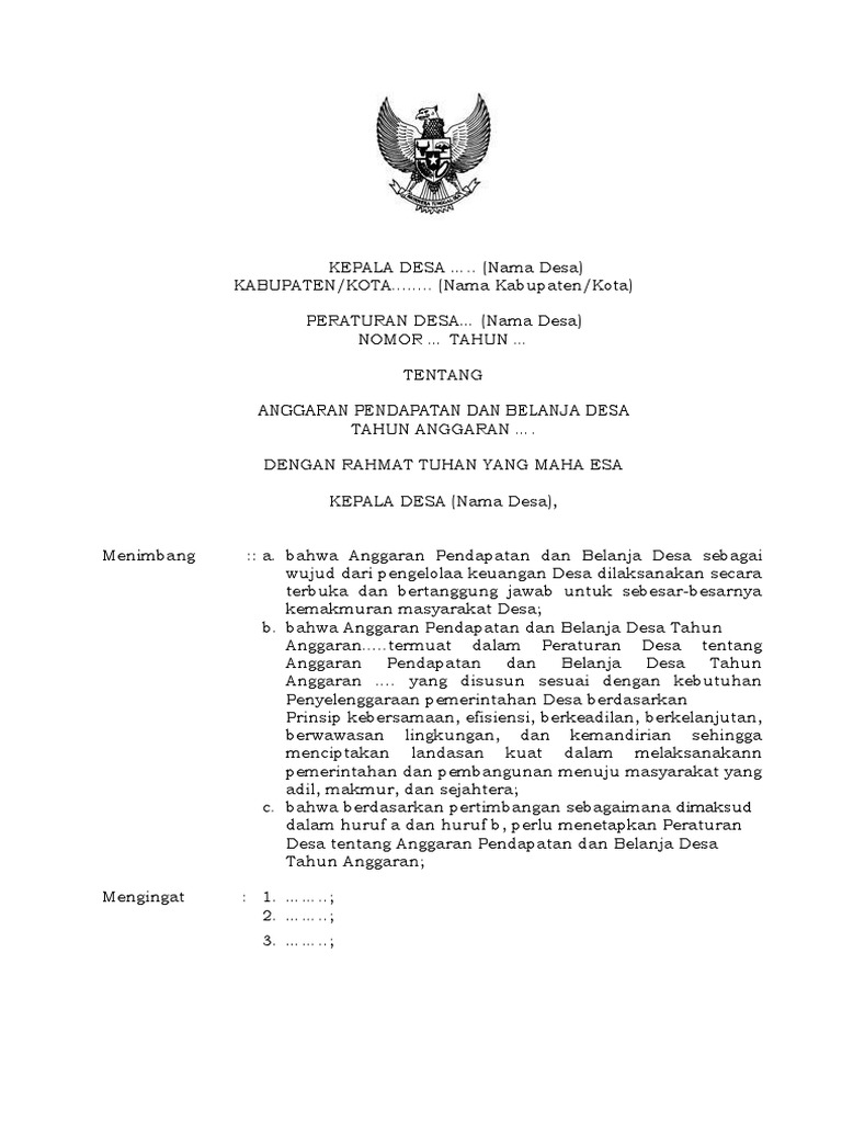 Format Perdes APBDesa | PDF