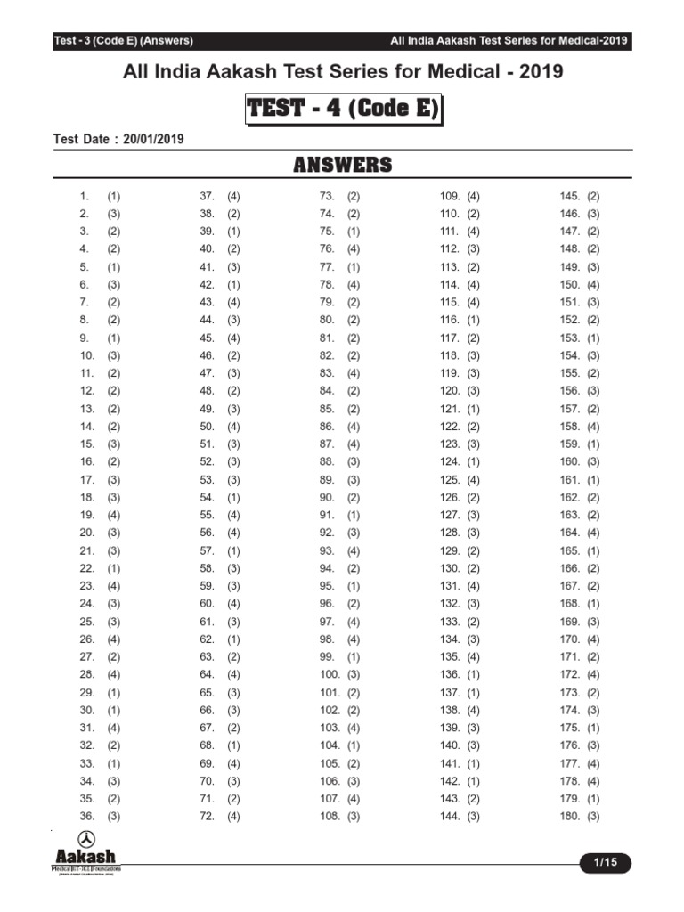 All India Aakash Test Series For Medical - 2019 | PDF | Cellular ...