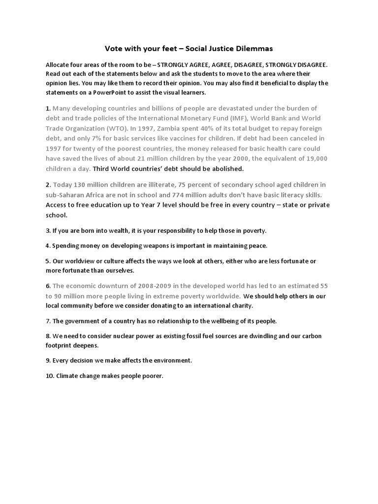 Social Justice: Voting with Your Feet | PDF | Social Science