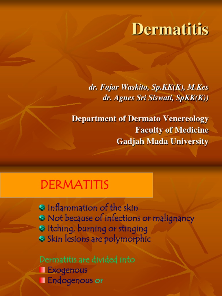 Dermatitis Department Of Dermato Venereology Faculty Of Medicine
