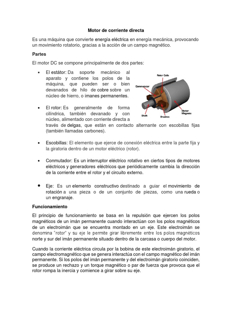 Motor de Corriente Directa | PDF | Motor eléctrico | Máquinas