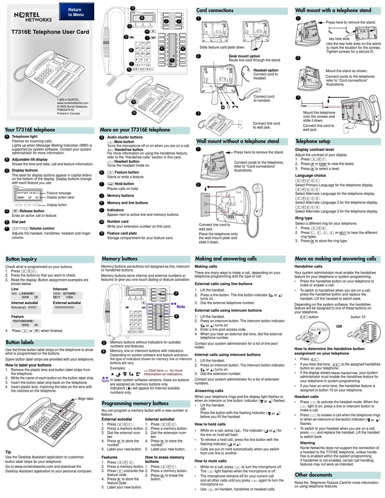 T7316E | PDF | Telephone | Computing