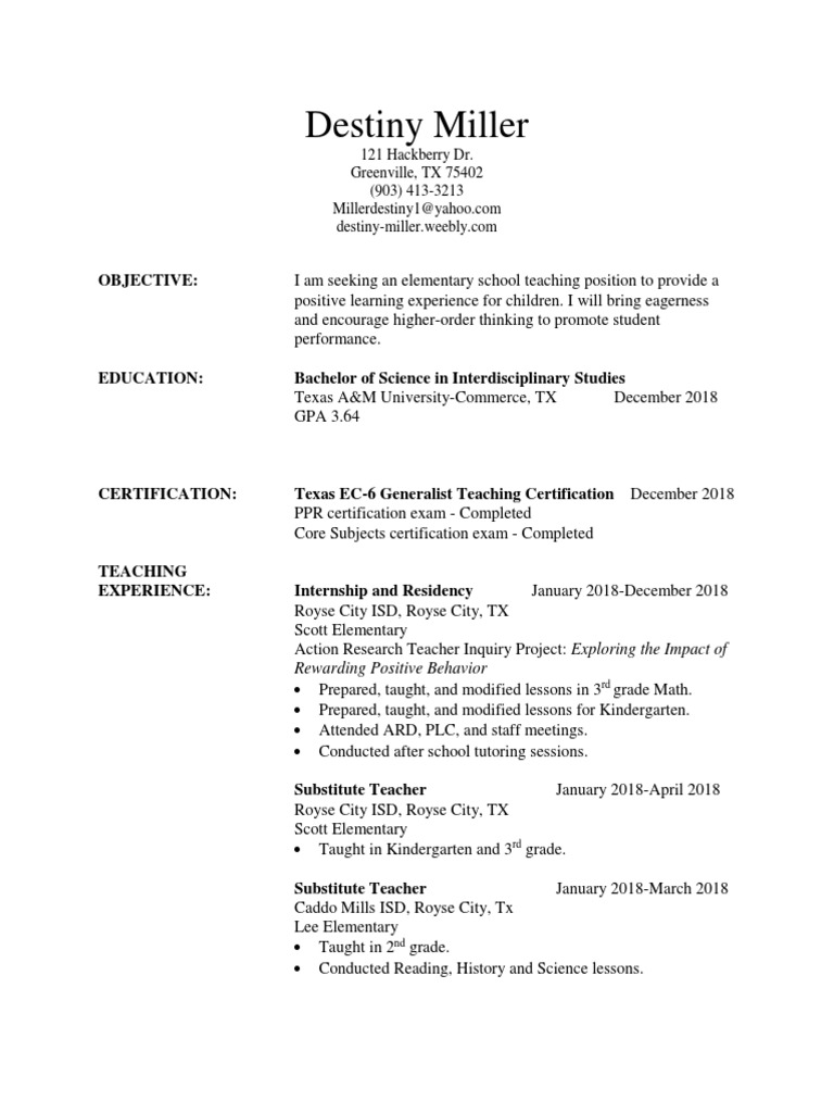 Destiny Miller Resume 2019 1 | PDF