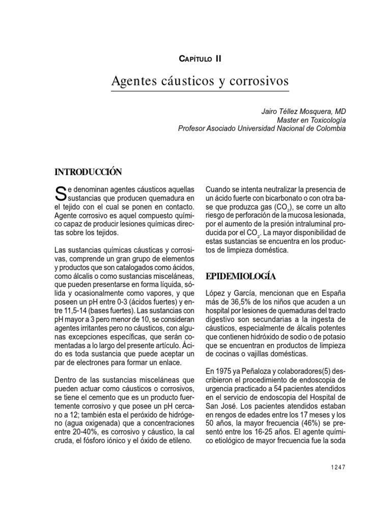 Agentes Causticos y Corrosivos | PDF | Quemar | Vómitos