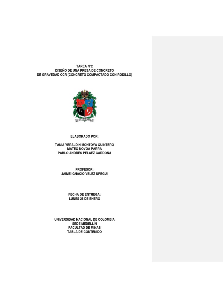 Diseño de Presa de Concreto CCR | PDF | Hormigón | Cemento