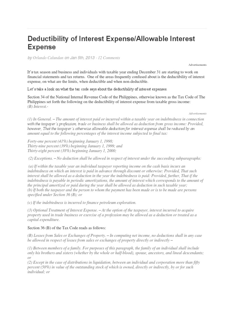 Deductibility of Interest Expense | PDF | Expense | Tax Deduction