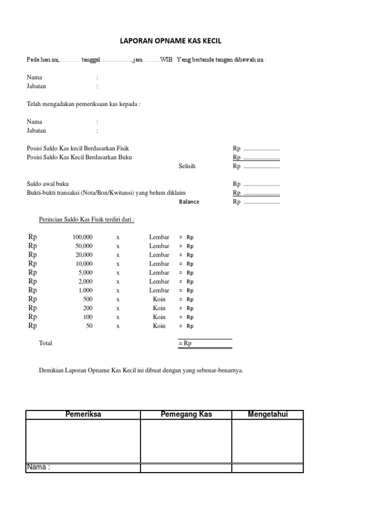 "Cash Count Report" | PDF