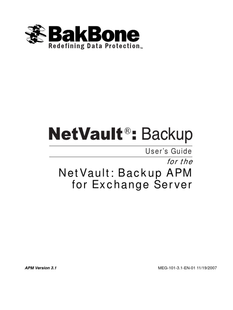 NetVault Backup APM For Exchange Server Users Guide | PDF | Microsoft Exchange Server | Backup