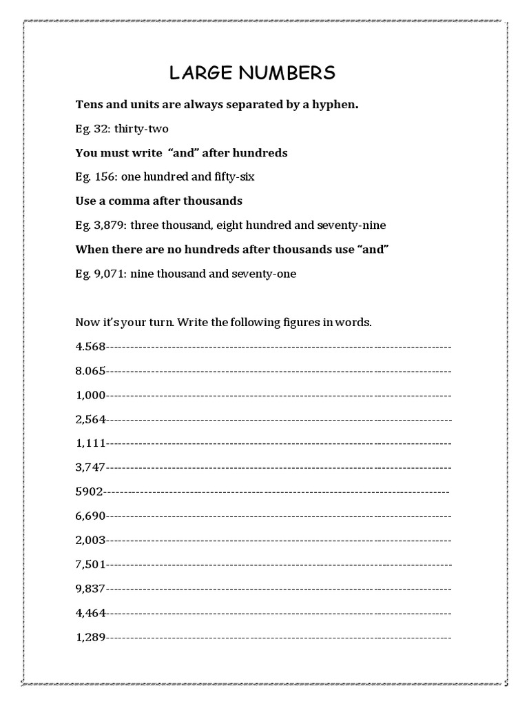 Writing Large Numbers in English | PDF