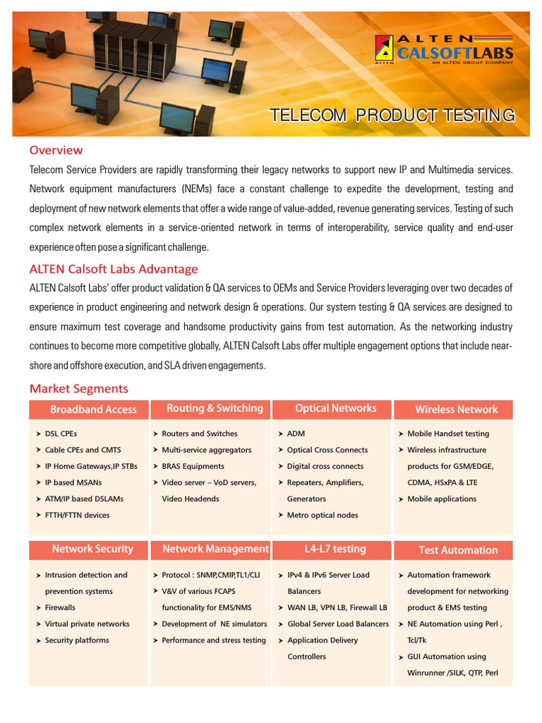 Telecom Product Testing Pdf Customer Premises Equipment Computer Network