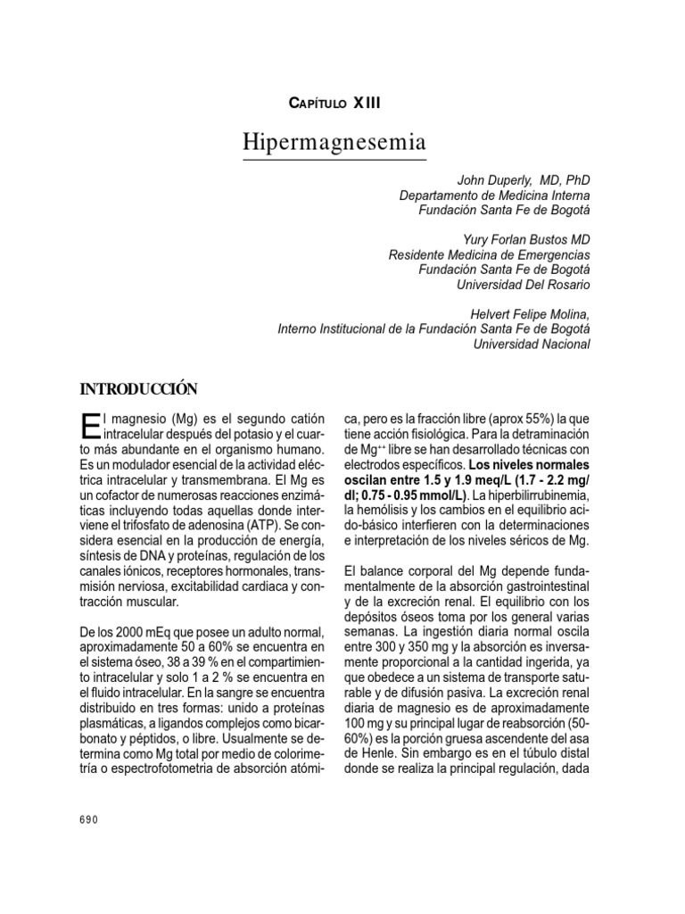 Guía Urgencias: Hipermagnesemia | PDF | Magnesio | Medicina