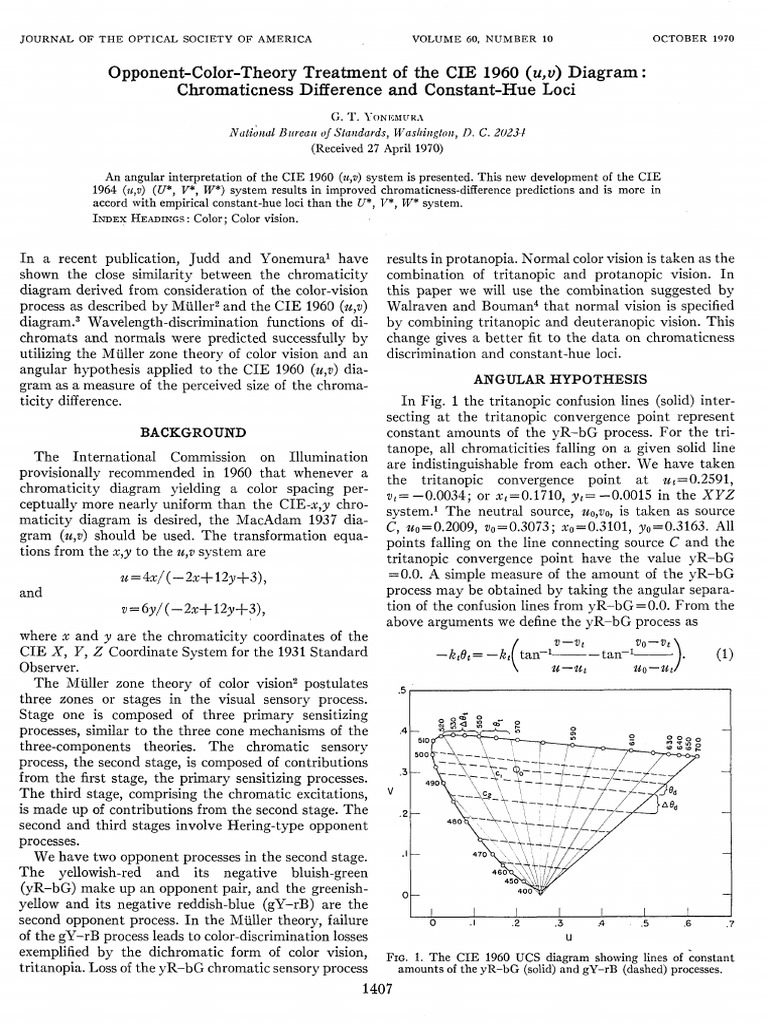 Opponent-Color-Theory Treatment of The CIE 1960 (Uv) Diagram ...