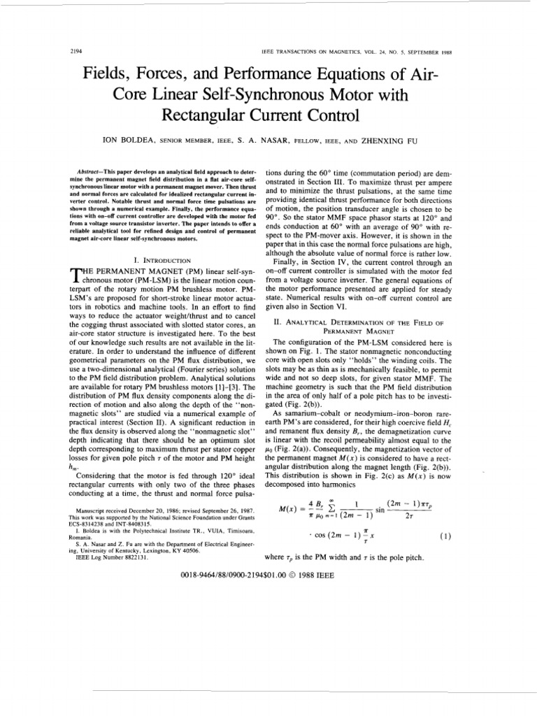 Ion Boldea, Fields, Forces, and Performance Equations of | PDF ...