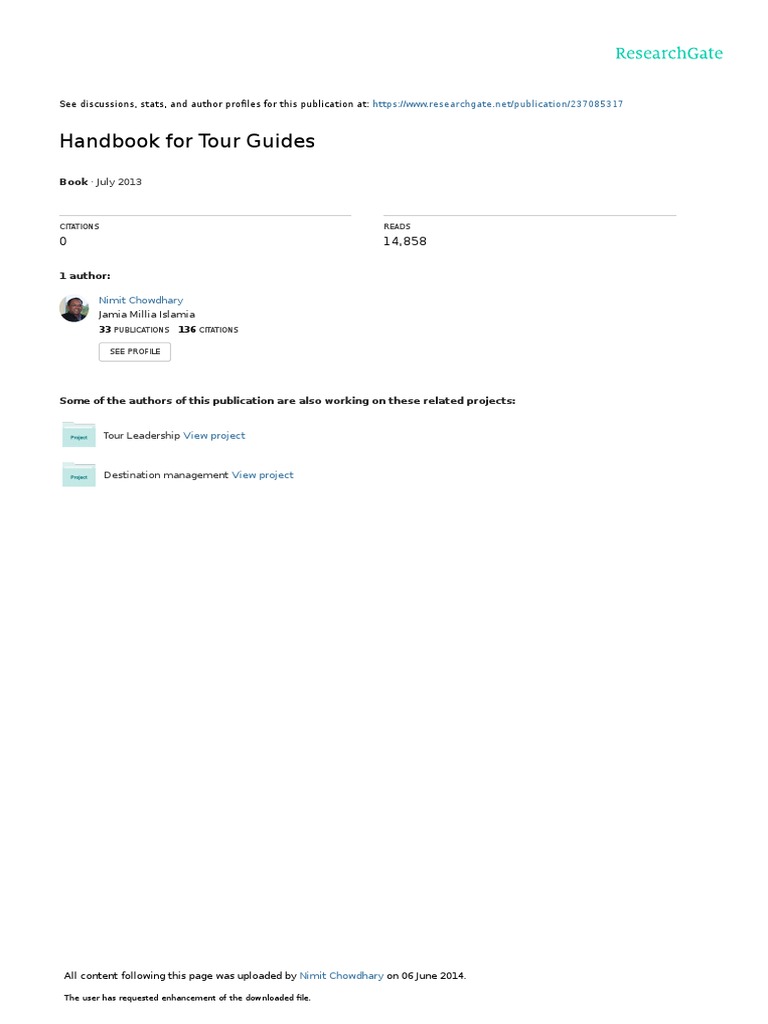 Brochure Handbook For Tourguides | PDF | Tourism | Entrepreneurship