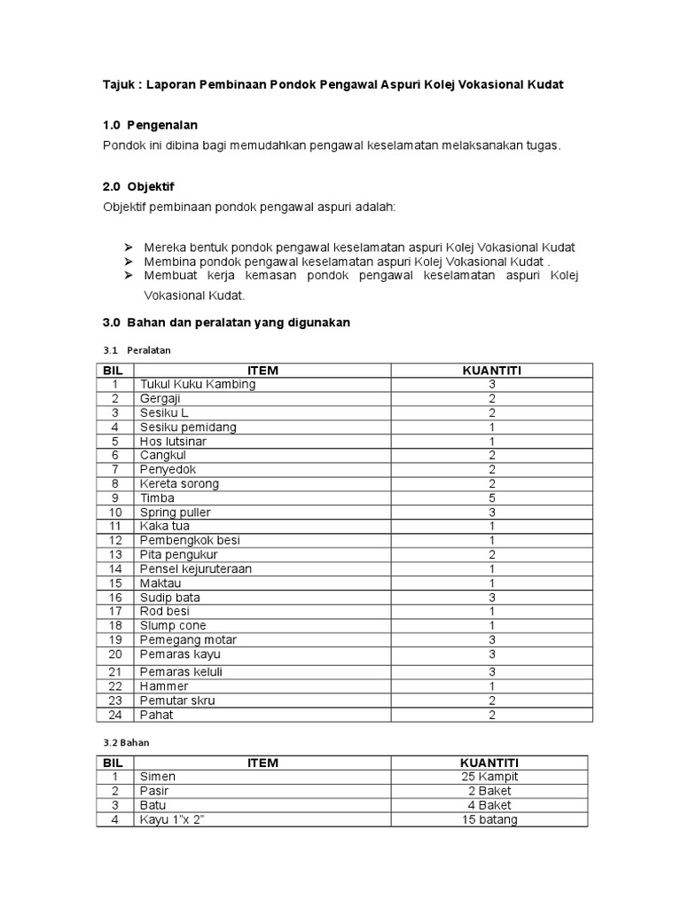 Laporan Ringkas Pondok | PDF