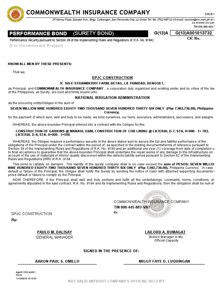 Bond Policy | PDF | Surety Bond | Bonds (Finance)