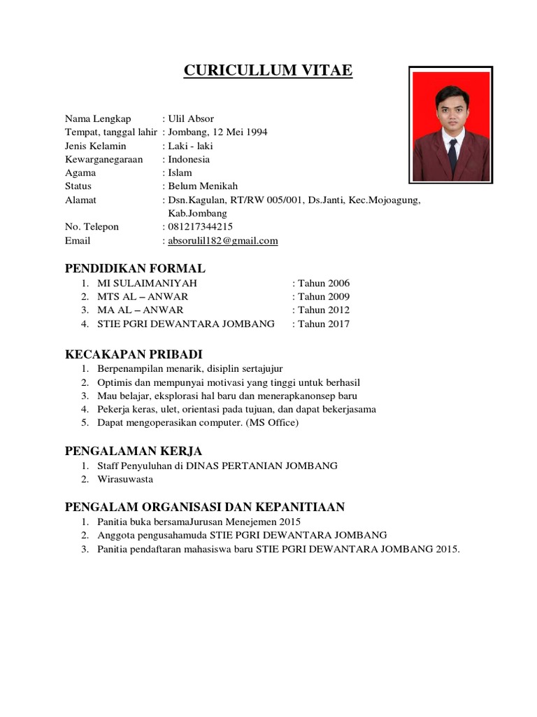 Contoh CV Dan Surat Lamaran | PDF