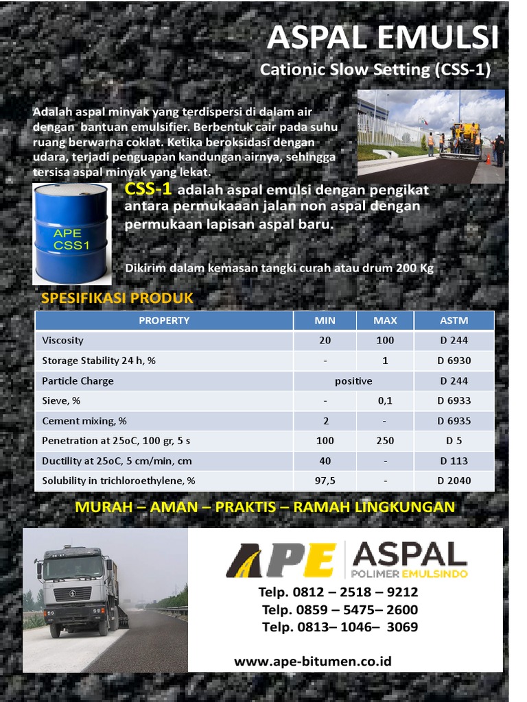 Brosur Aspal Emulsi CSS-1 | PDF
